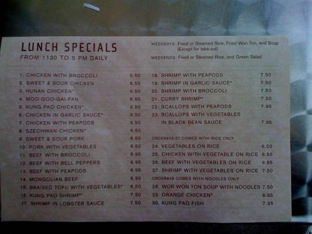 Menu at Wacky Wok restaurant, Culver City, Abbot Kinney Blvd F