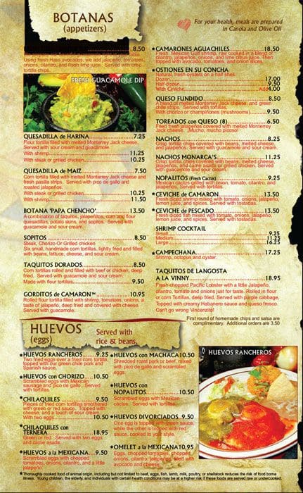 Carta del restaurante Lindo Michoacan, Henderson, 645 Carnegie St