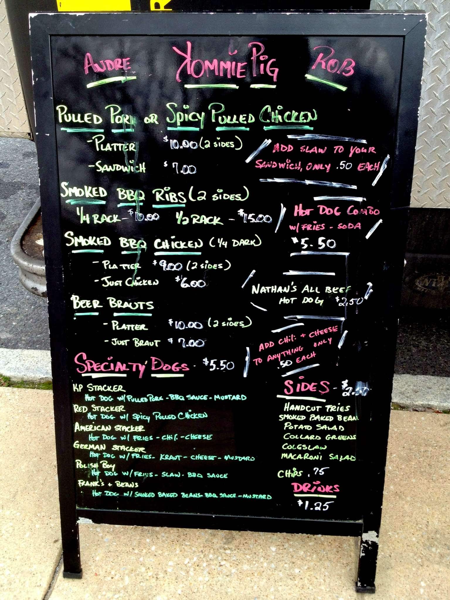 Menu at Kommie Pig BBQ, Baltimore