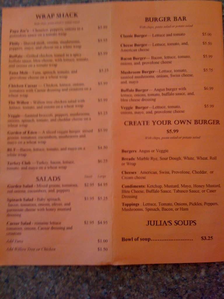 Menu at Papa Joe's Wrap Shack pizzeria, Bristol