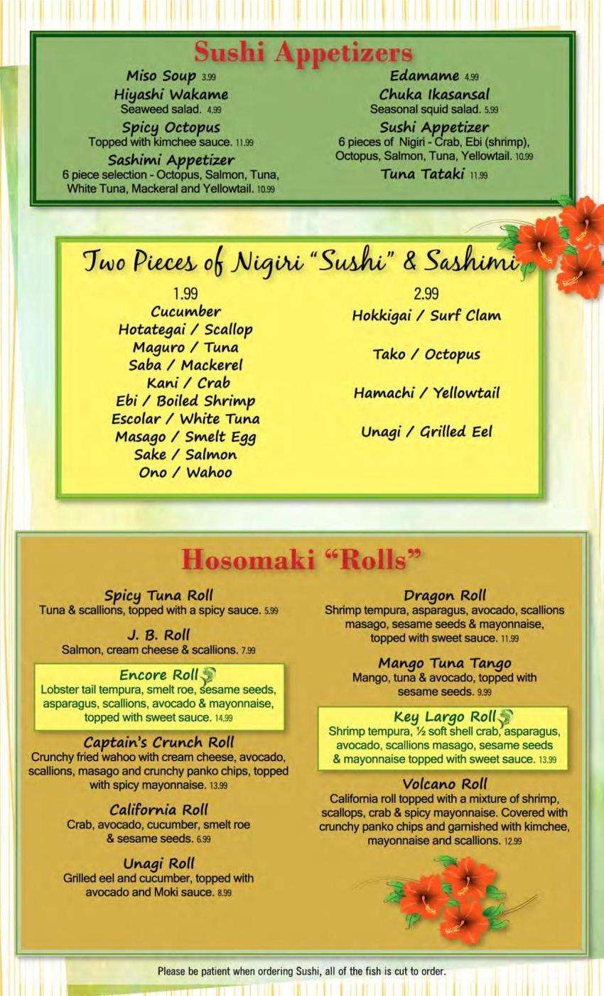 Menu at The Fish House restaurant, Key Largo, 102401 Overseas Hwy
