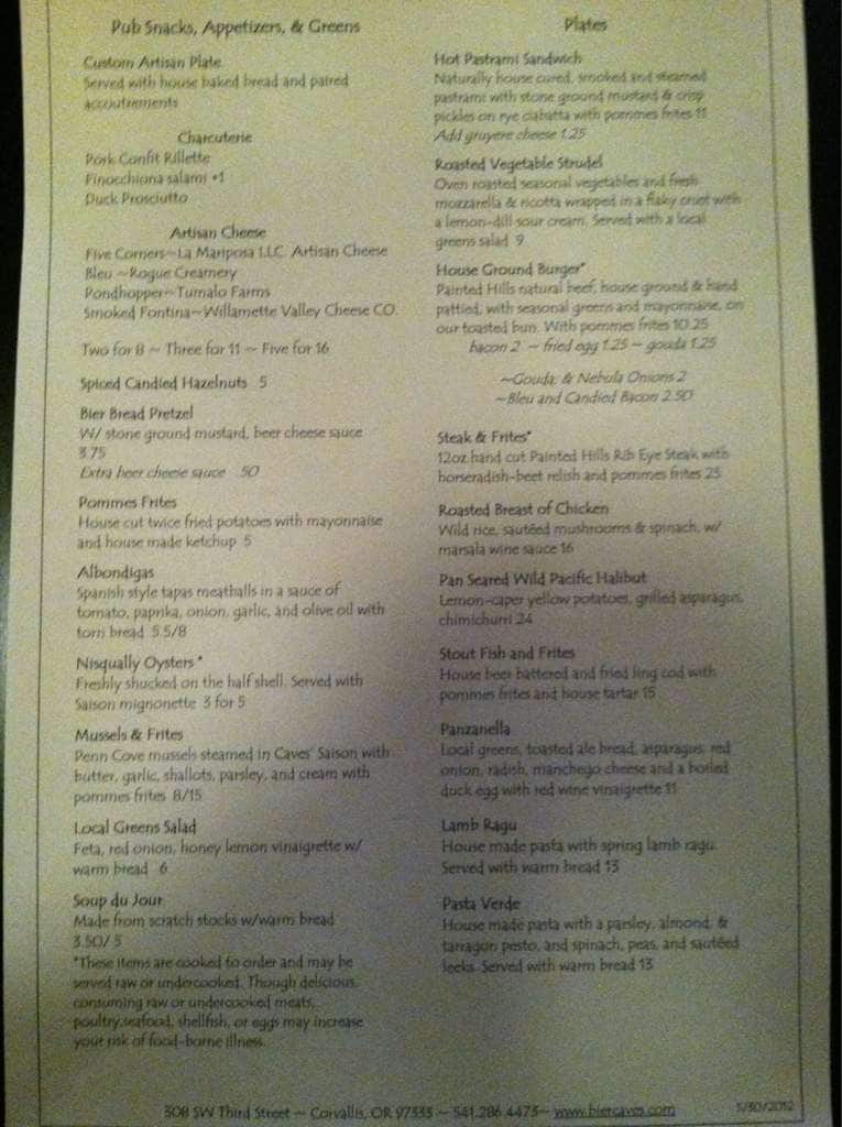 Les Caves, Bier & Kitchen Menu - Urbanspoon/Zomato