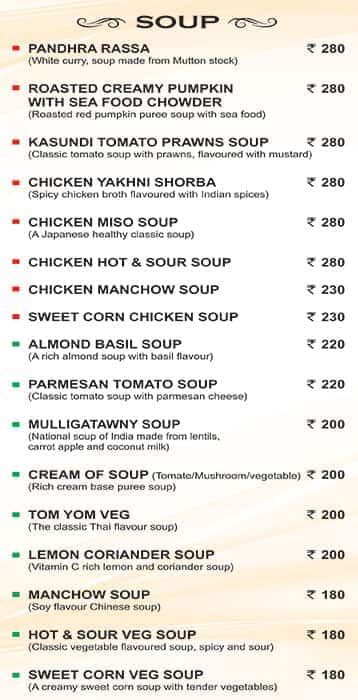 Menu of Blue Water, Ravet, Pune