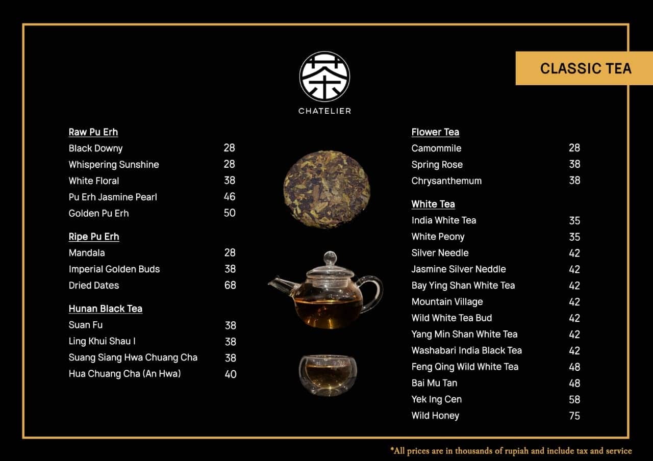 Menu at Chatelier Tea cafe, North Jakarta, Jl. Manyar Raya No.A22