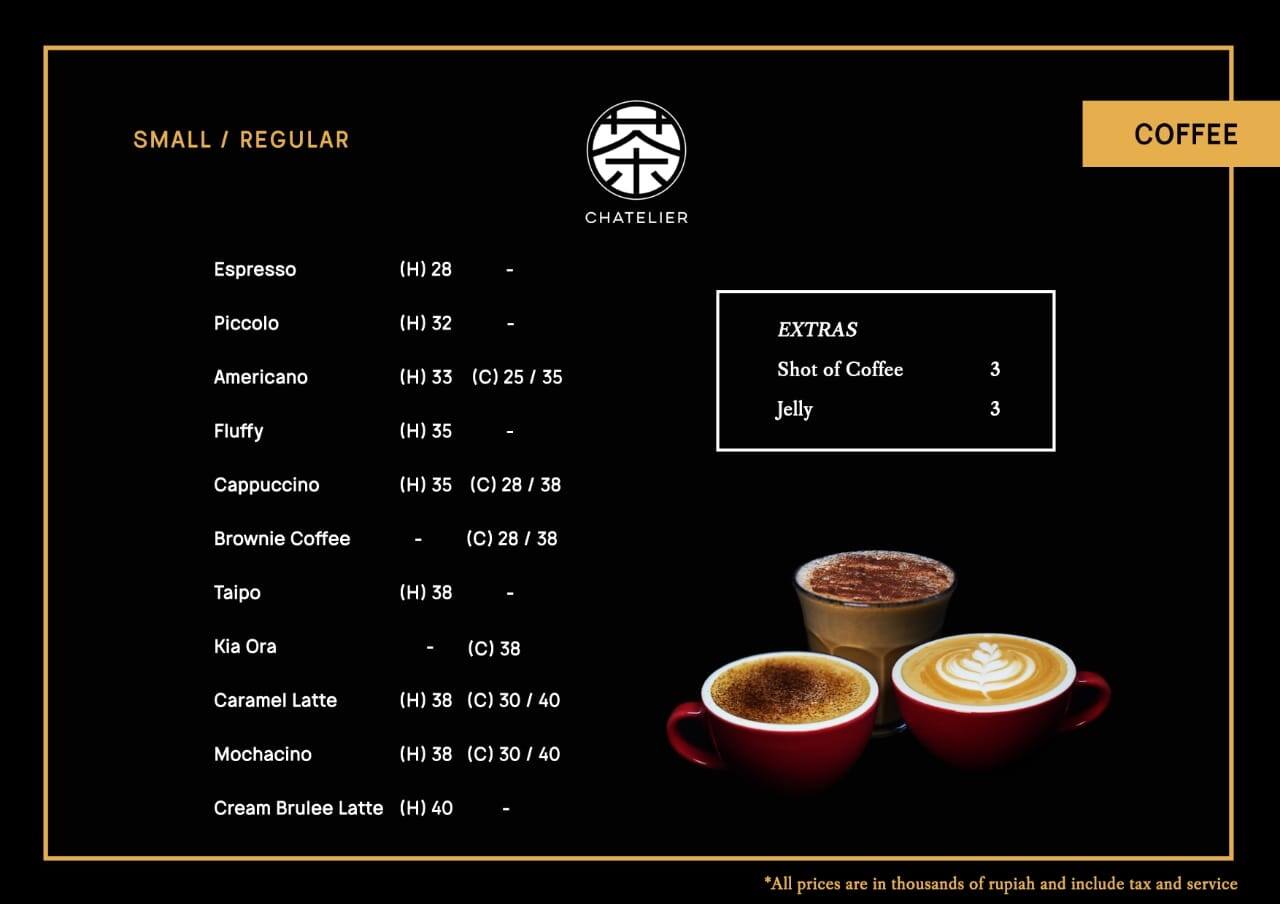 Menu at Chatelier Tea cafe, North Jakarta, Jl. Manyar Raya No.A22