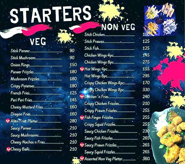 Menu of Alien Stone, Besant Nagar, Chennai