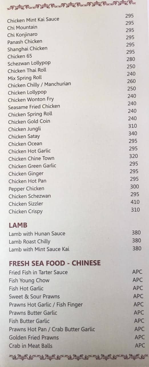 Menu of Sizzling Chinese By Signature, Viman Nagar, Pune