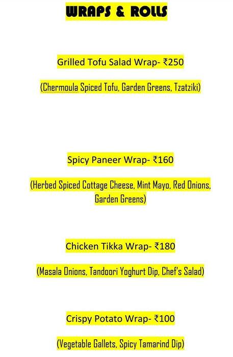 Menu at Ambrose, Dehradun