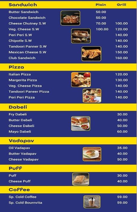 Menu of Meera Pakodi Center, Gota, Ahmedabad