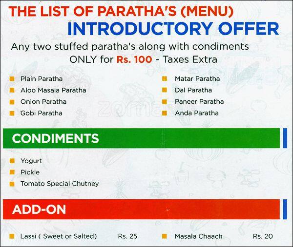 Menu at Paratha Station, Gurugram, 108