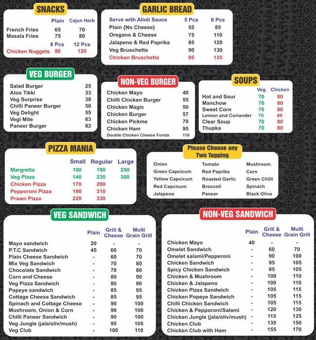 Scorpio Cafe Menu, Menu for Scorpio Cafe, Mayur Vihar Phase 2, New ...