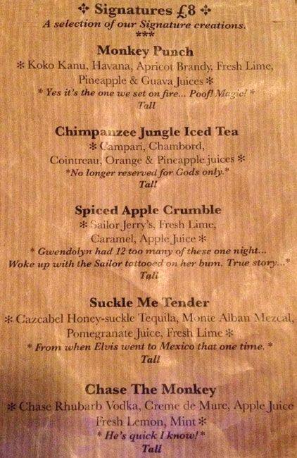 The Three Monkeys Menu, Menu for The Three Monkeys, Balham, London ...