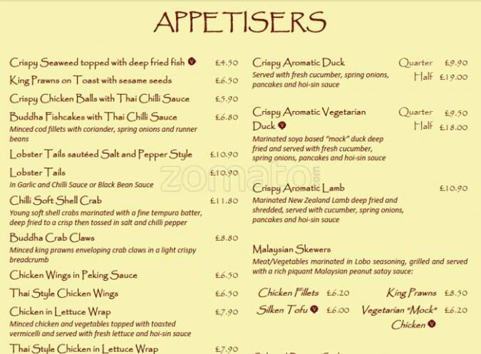Menu at Wing Hing Chinese Restaurant (Didsbury), Manchester