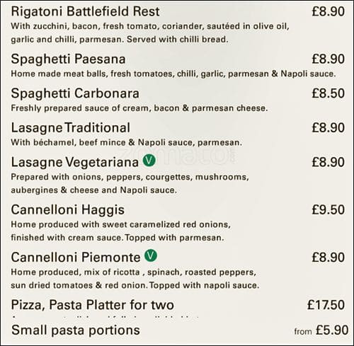Menu at Battlefield Rest restaurant, Glasgow