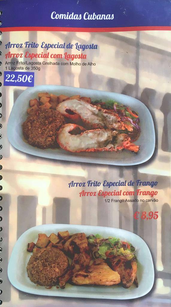 Menu at Praia do Castelo restaurant, Costa da Caparica, Praia do Castelo