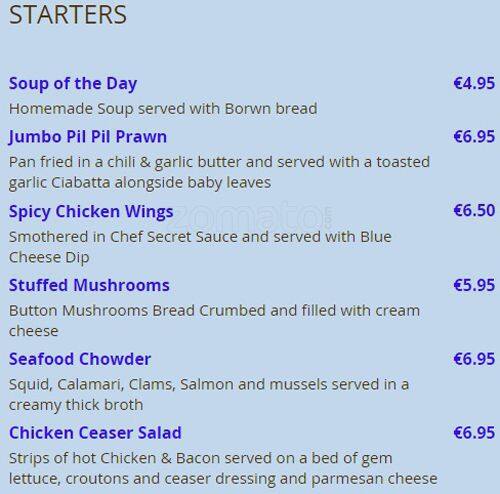 Menu at Scholars pub & bar, Dublin, Oldcourt Shopping Centre