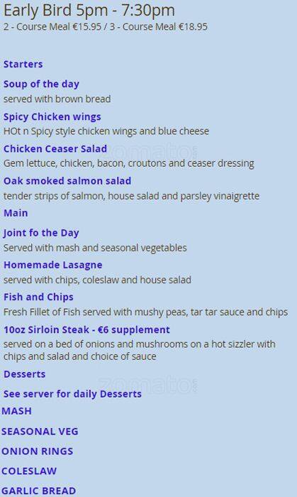 Menu at Scholars pub & bar, Dublin, Oldcourt Shopping Centre
