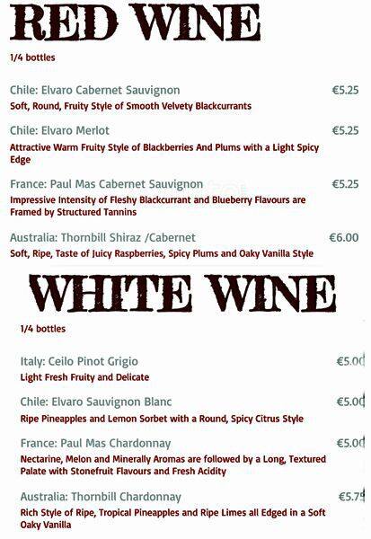 Menu at Scholars pub & bar, Dublin, Oldcourt Shopping Centre