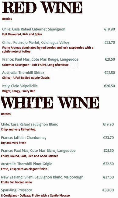 Menu at Scholars pub & bar, Dublin, Oldcourt Shopping Centre