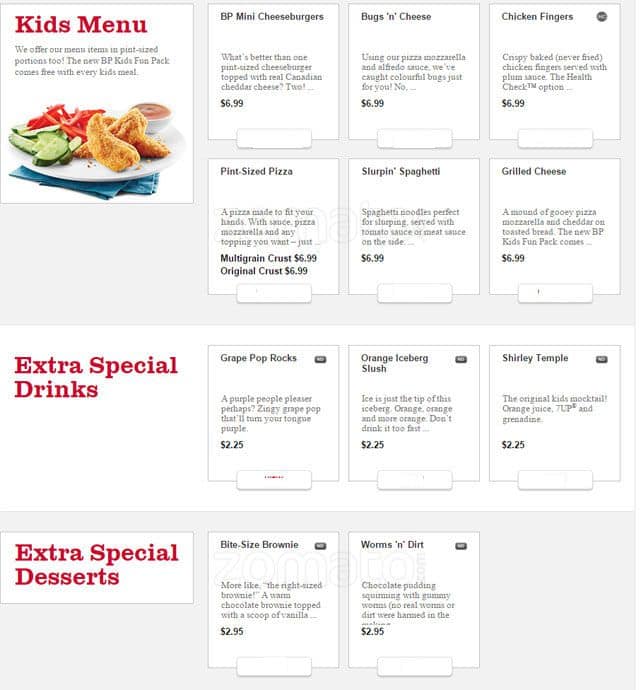 Menu at Boston Pizza pizzeria, Markham, Warden Ave