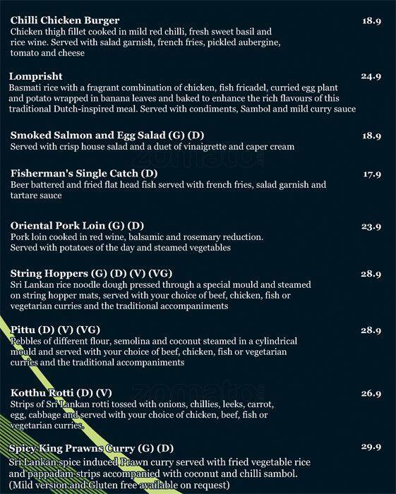 Menu at Banana Leaf restaurant, Kingston