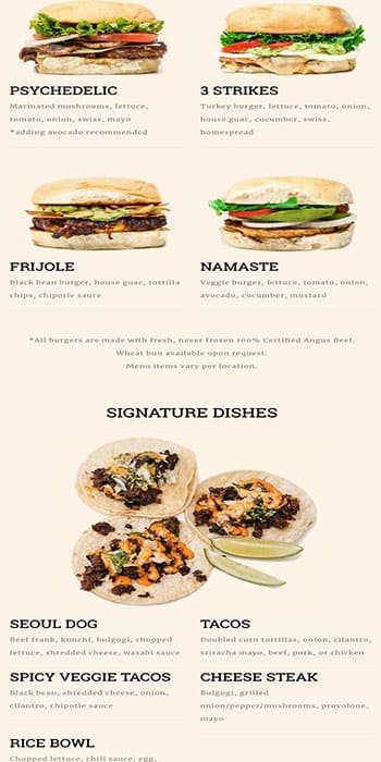 Menu at LA Burger restaurant, Richardson, N Plano Rd