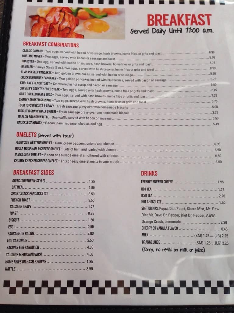 Menu at The Knuckle Sandwich restaurant, Bargersville