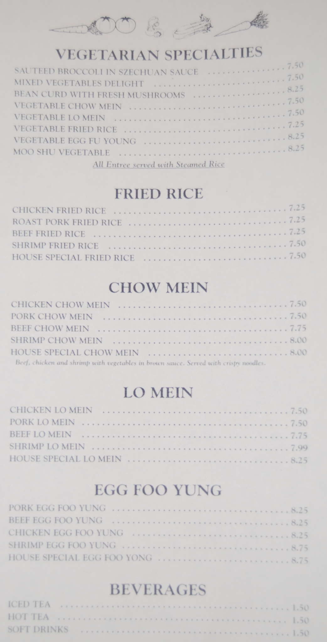 Menu at Peng's Pavilion restaurant, Calhoun