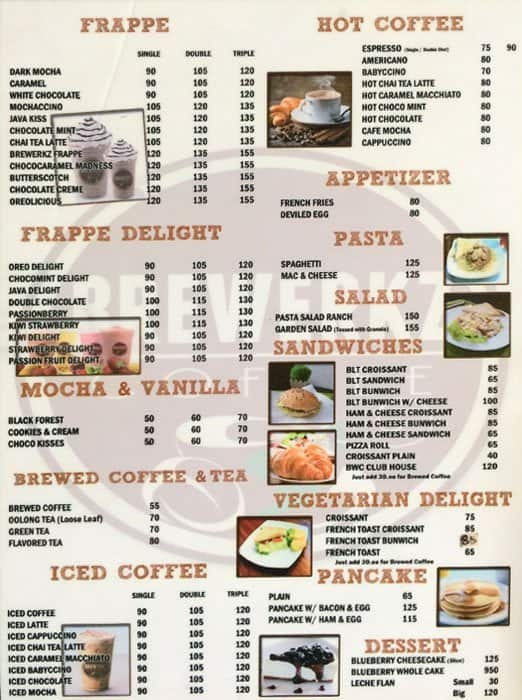 Brewerkz Coffee Shop Menu, Menu for Brewerkz Coffee Shop, Sangandaan ...