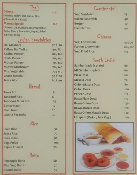 Menu of New Mamta Sweets, Sector 49, Gurgaon