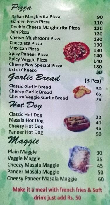 Menu at Cheesy Boy, Kota
