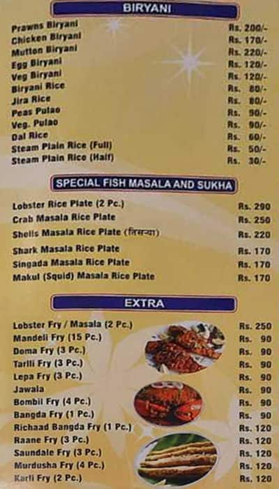 Menu at Hotel Sai Gomantak, Mumbai, 346/348