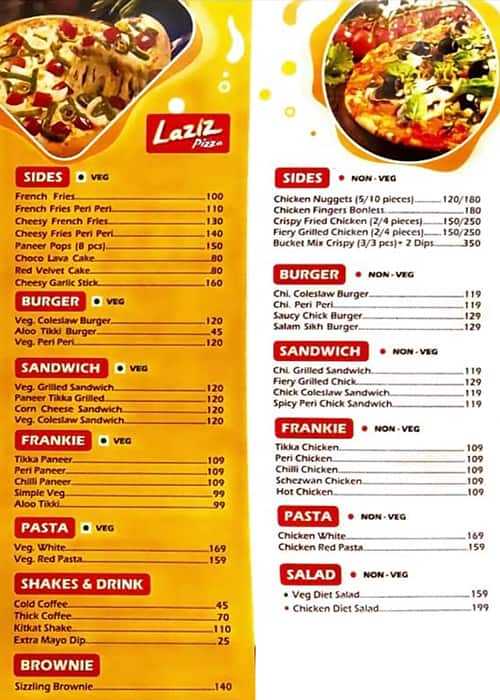 Menu at Laziz Pizza Cafe Alibag, Alibag