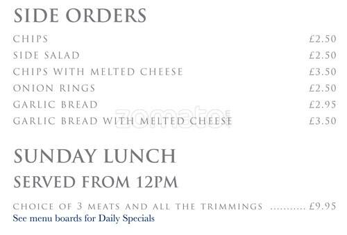 Menu at The Oxford Arms pub & bar, London, 265 Camden High St