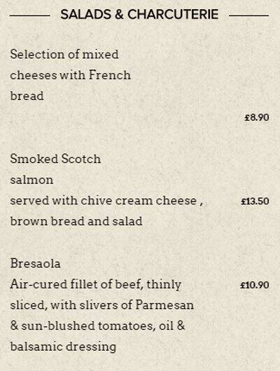 Menu at Fino's Wine Cellar pub & bar, London