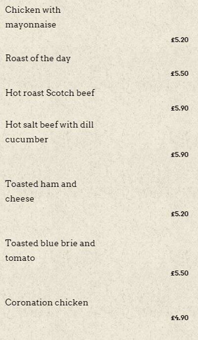 Menu at Fino's Wine Cellar pub & bar, London