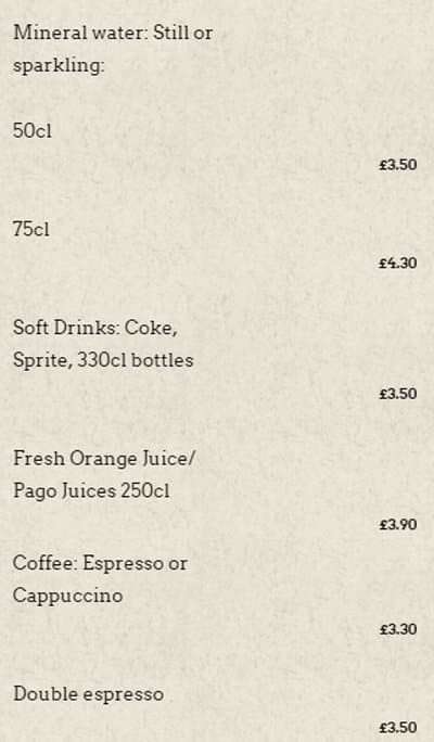 Menu at Fino's Wine Cellar pub & bar, London