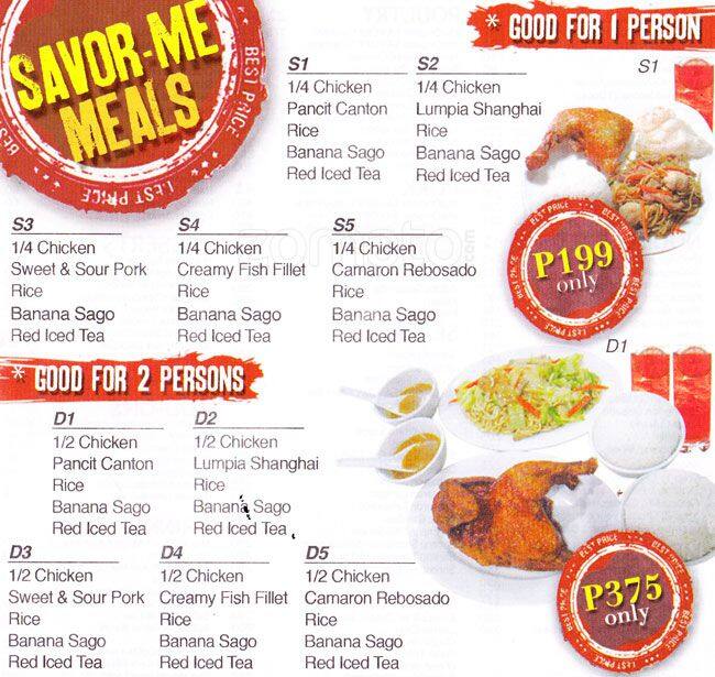 Carta de comida rápida The Original Savory, Manila, 201 Escolta Street