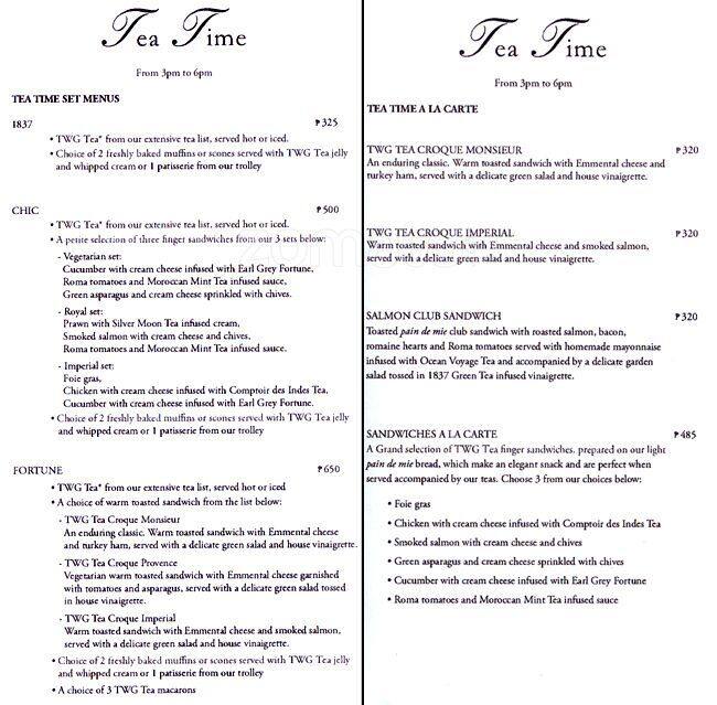 TWG a Mandaluyong City: Foto del Menu con Prezzi - Zomato Filippine