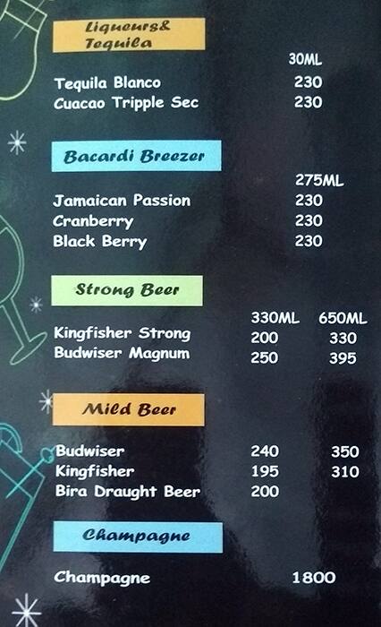 Menu at Shangri La, Pune
