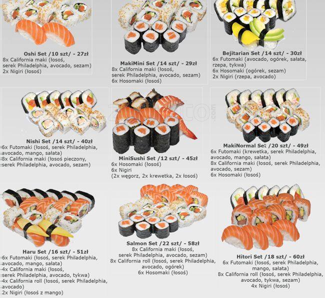 Menu at Sushi Bar Nagoya, Warsaw