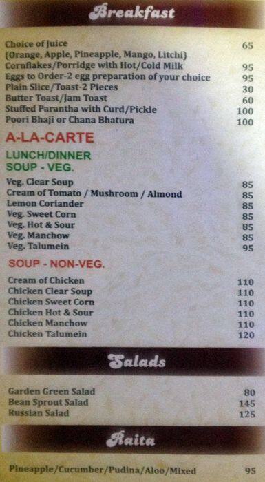 Menu at Aqua Bar, Chandigarh