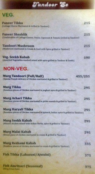Menu at Aqua Bar, Chandigarh