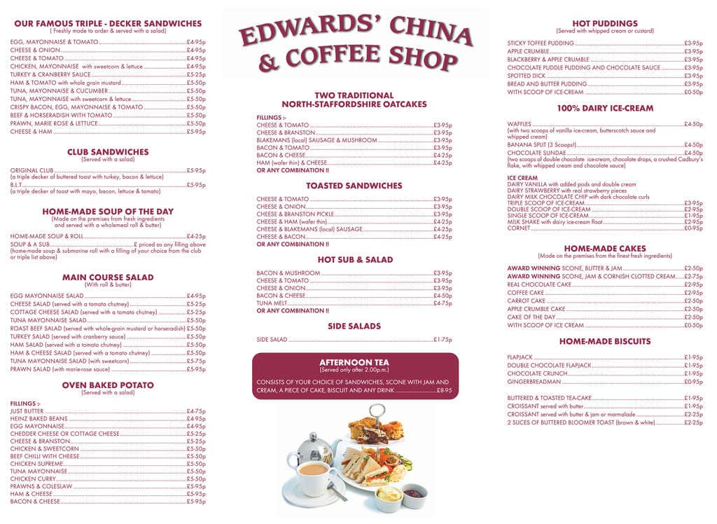 Edwards China & Coffee Shop Menu - Zomato UK