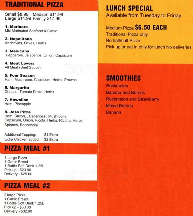 Menu at JESS CAFE, Riverwood