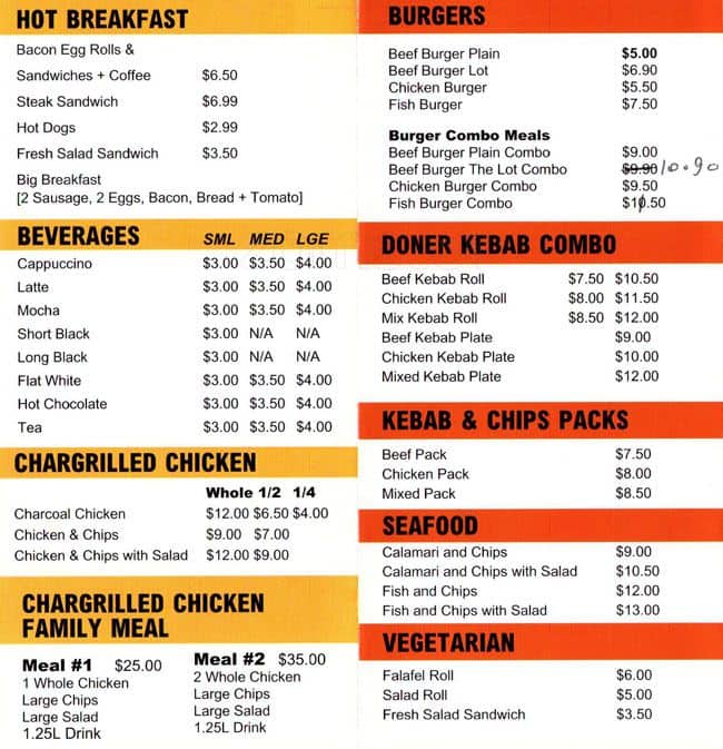 Menu at JESS CAFE, Riverwood