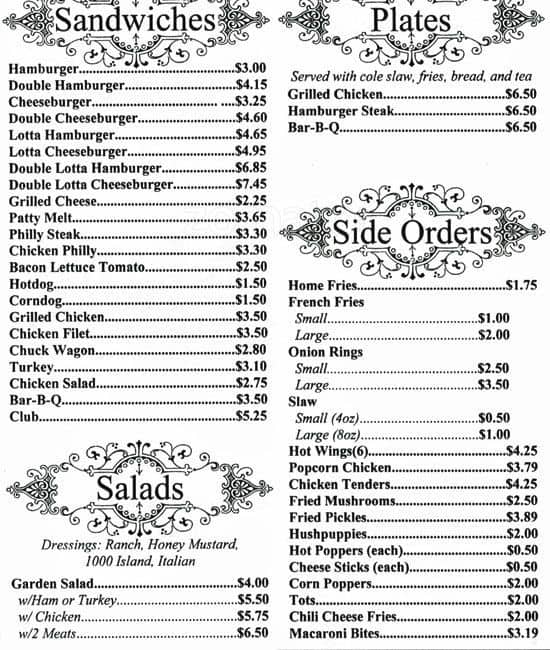 Menu at Lil Debbie's Country Sandwich restaurant, Dallas