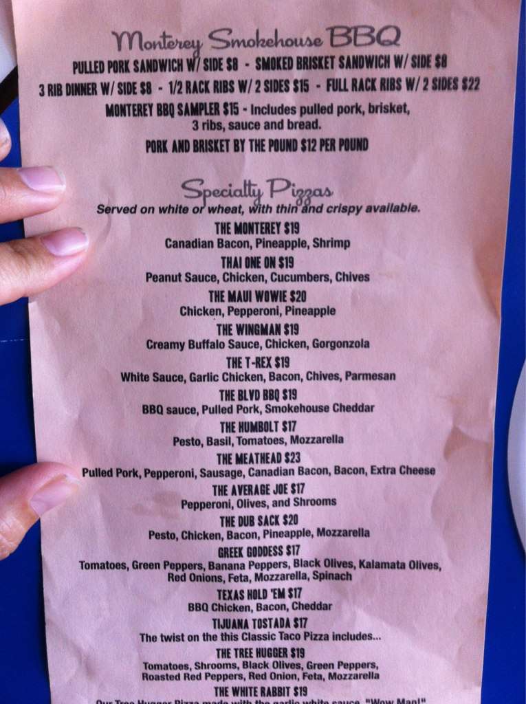 Menu at Monterey Cafe, Spokane