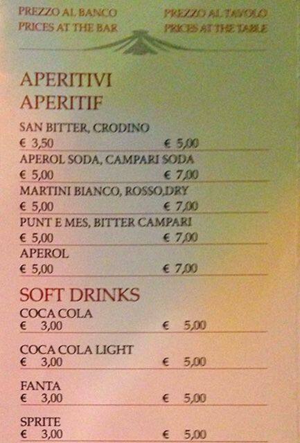 Menu da Caffè Roma self-service, Roma, Via di Sant'Eufemia