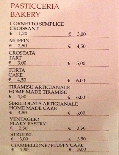 Menu da Caffè Roma self-service, Roma, Via di Sant'Eufemia